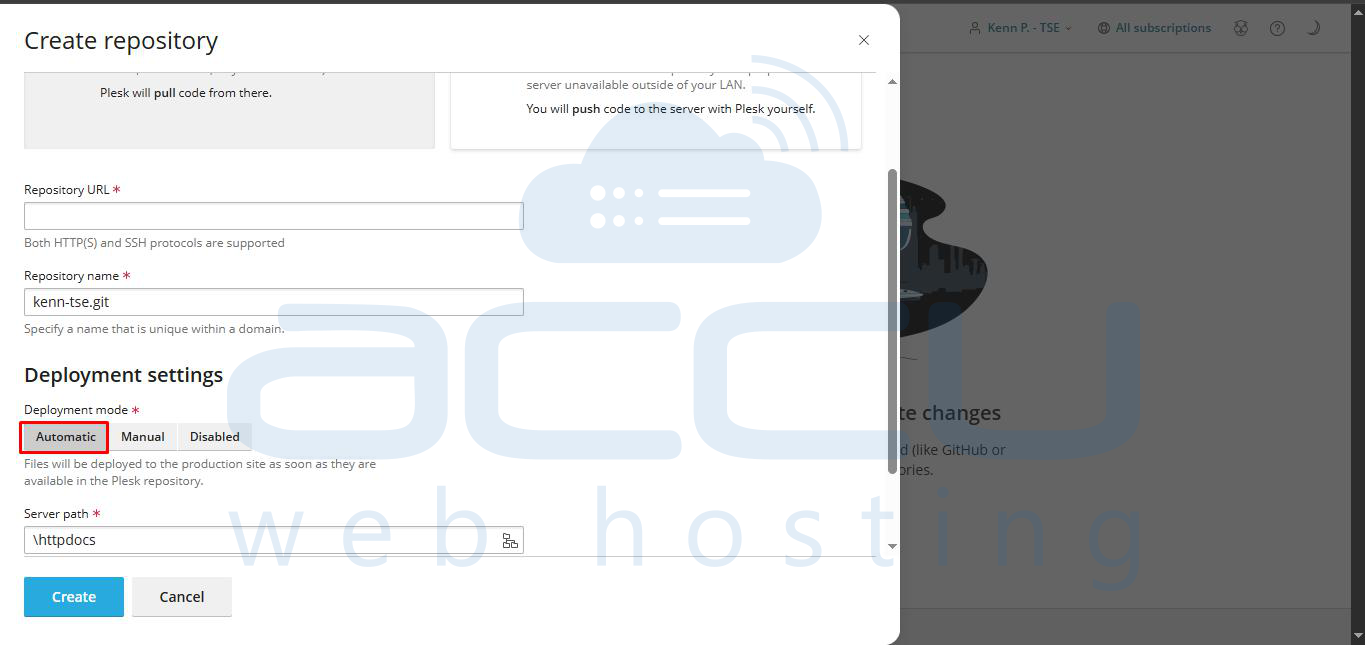 How to set up a git repository with Plesk - AccuWebHosting
