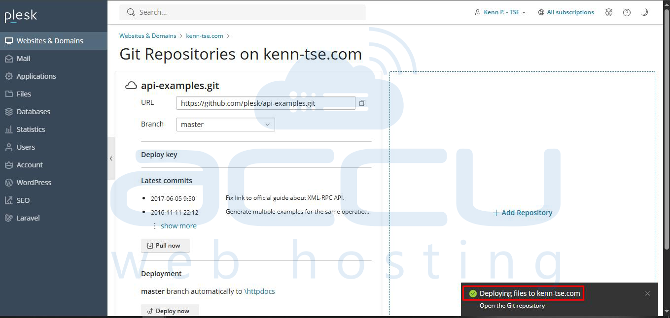How to set up a git repository with Plesk - AccuWebHosting