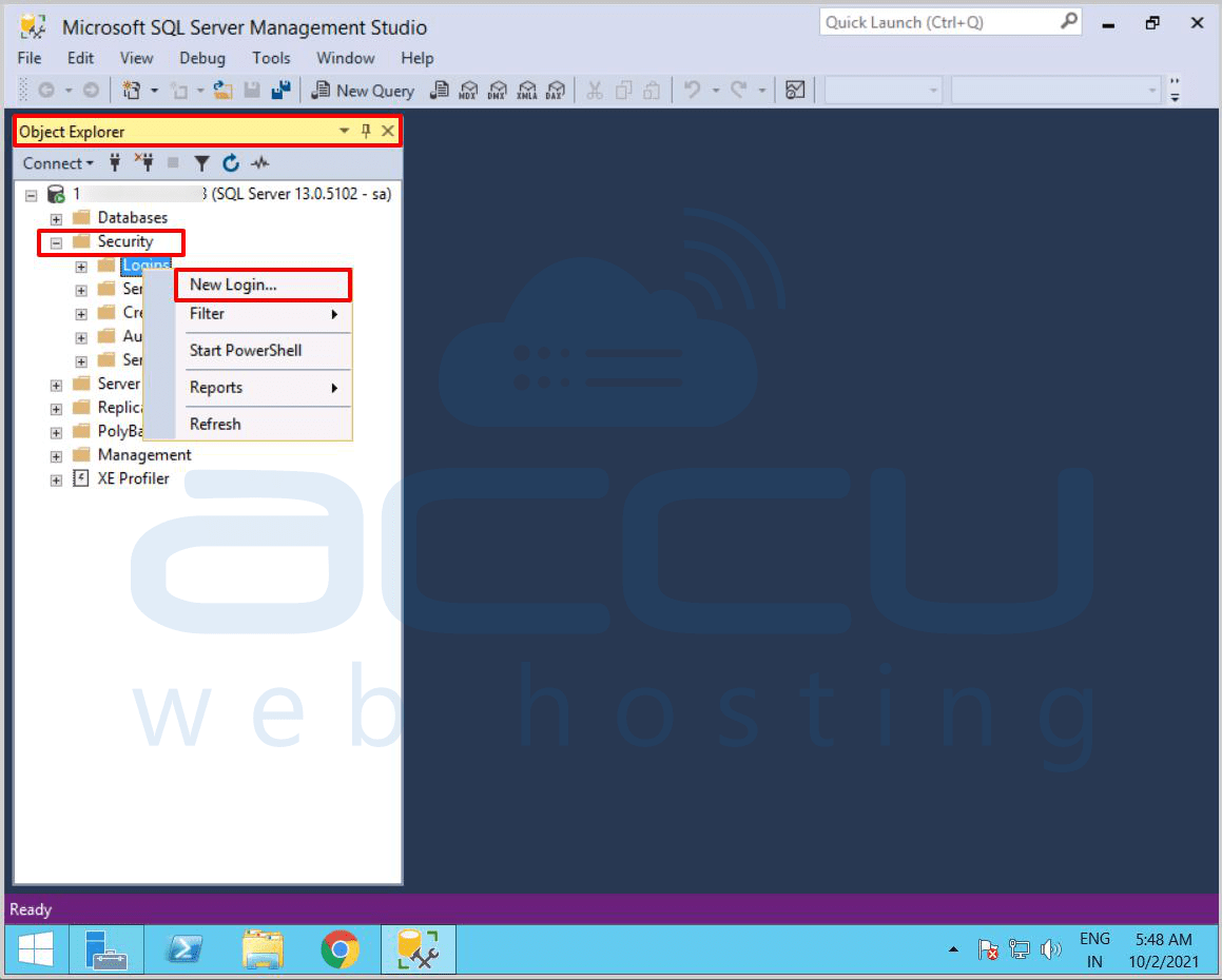 How To Create A User And Assign Permission From Ssms Mssql Server Accuweb Help Center