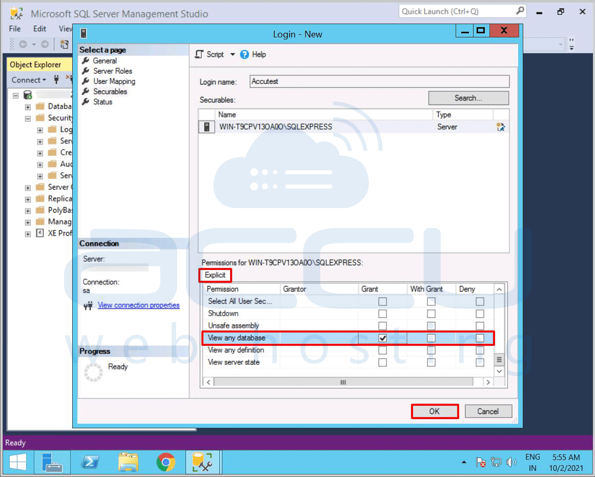 How To Create A User And Assign Permission From Ssms Mssql Server Accuweb Help Center