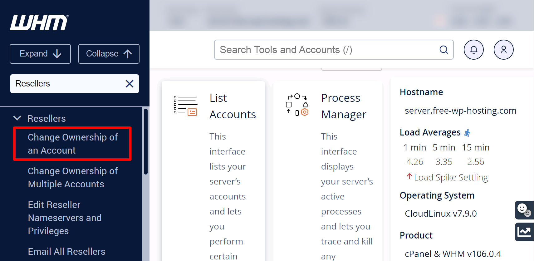 How To Change cPanel Reseller/Owner from WHM? - AccuWebHosting