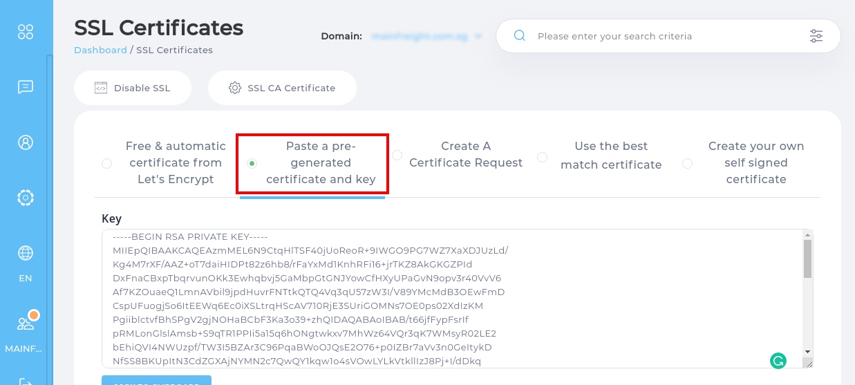 How To Upload The Ca Bundle File Ca Bundle To Directadmin Ssl Certificates Accuweb Help