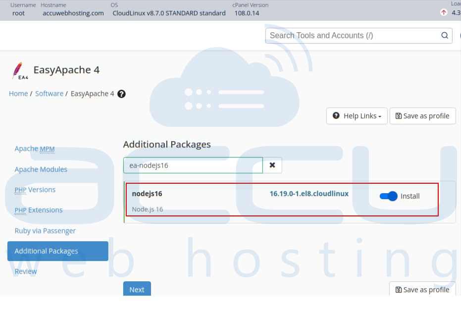 How To Install Nodejs On Cpanel Server Via Whm Cpanel And Whm Tutorials Accuweb Help Center