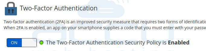 How to enable two factor authentication in cPanel? - cPanel & WHM Tutorials | AccuWeb Help Center