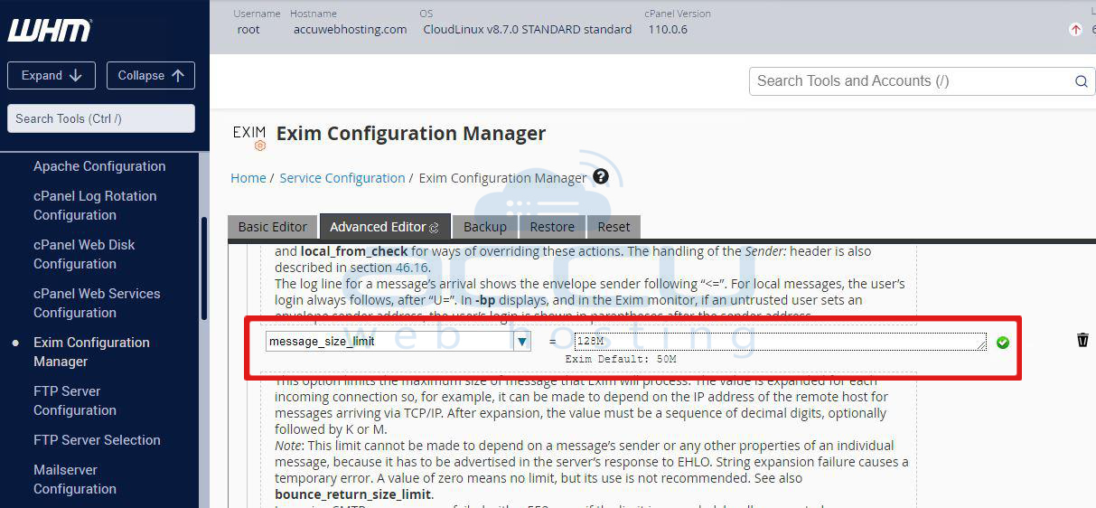 How To Increase The Maximum Attachment Size In Webmail Through The Whm Panel Cpanel And Whm 