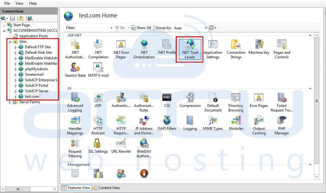 How to change the .NET Trust level from IIS and web.config file ...