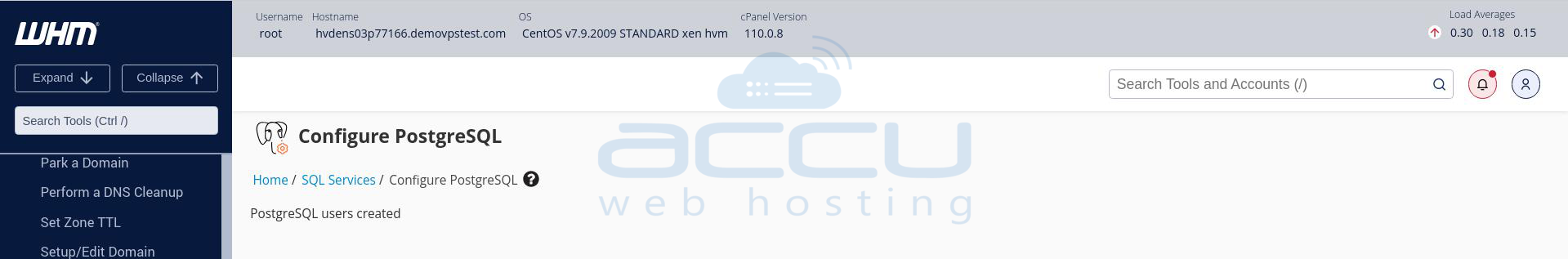 How To Install And Configure Postgresql In Whm Cpanel And Whm Tutorials Accuweb Help Center
