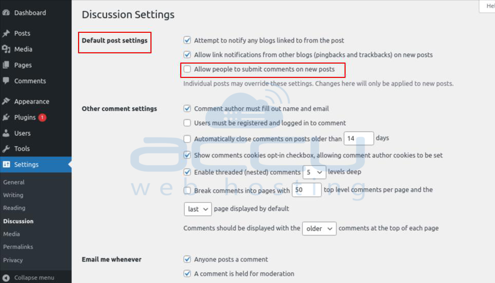 How To Enable Or Disable Comments In Wordpress Wordpress Hosting Accuweb Help Center