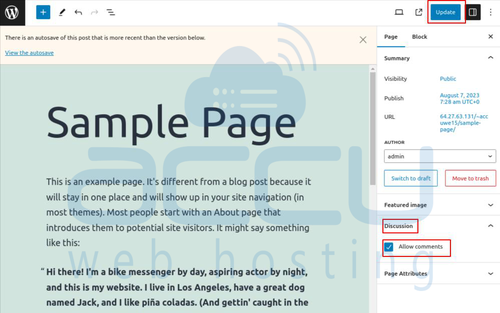 How To Enable Or Disable Comments In Wordpress Wordpress Hosting Accuweb Help Center
