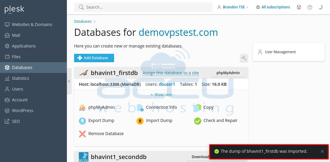 How To Import A Mysqlms Sql Database Dump To A Mysqlms Sql Database In Plesk Database