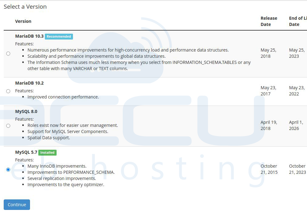 How To Upgrade Mysqlmaria Db In Whmcpanel Cpanel And Whm Tutorials Accuweb Help Center