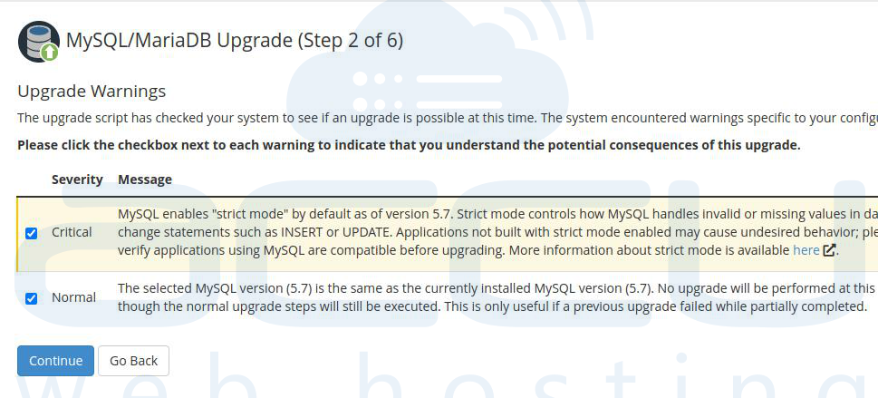 How To Upgrade Mysqlmaria Db In Whmcpanel Cpanel And Whm Tutorials Accuweb Help Center