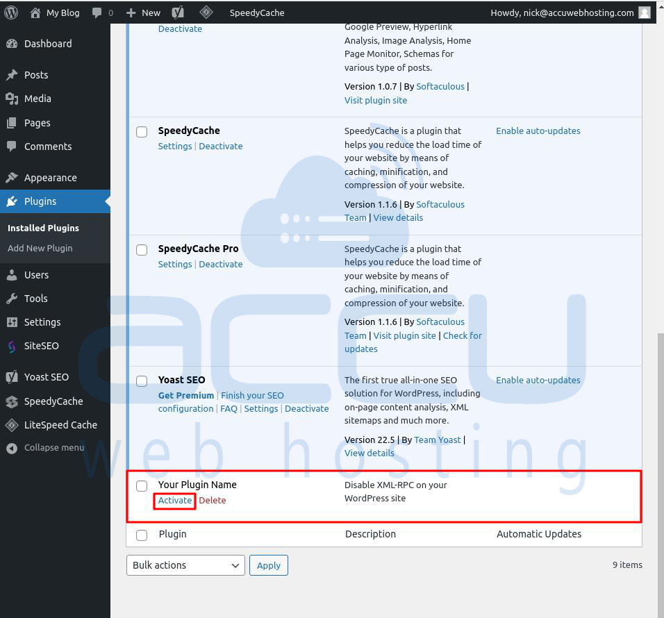 How To Disable Xml Rpc Wordpress File Using Cpanel Wordpress Hosting Accuweb Help Center
