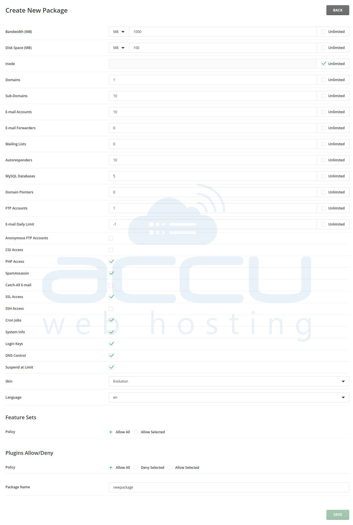 How To Create User Package In Directadmin Directadmin Control Panel 9569