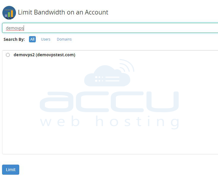 How to change bandwidth limit of cPanel account from WHM? - AccuWebHosting