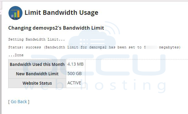 How to change bandwidth limit of cPanel account from WHM? - AccuWebHosting