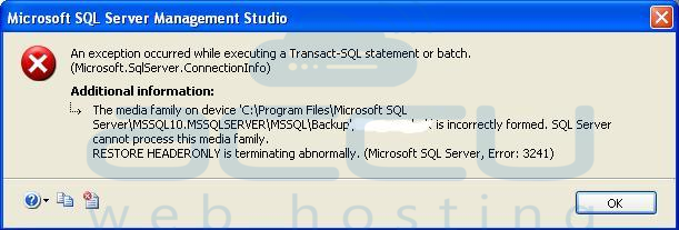 Error 3241: The media family on the device is incorrectly formed ...