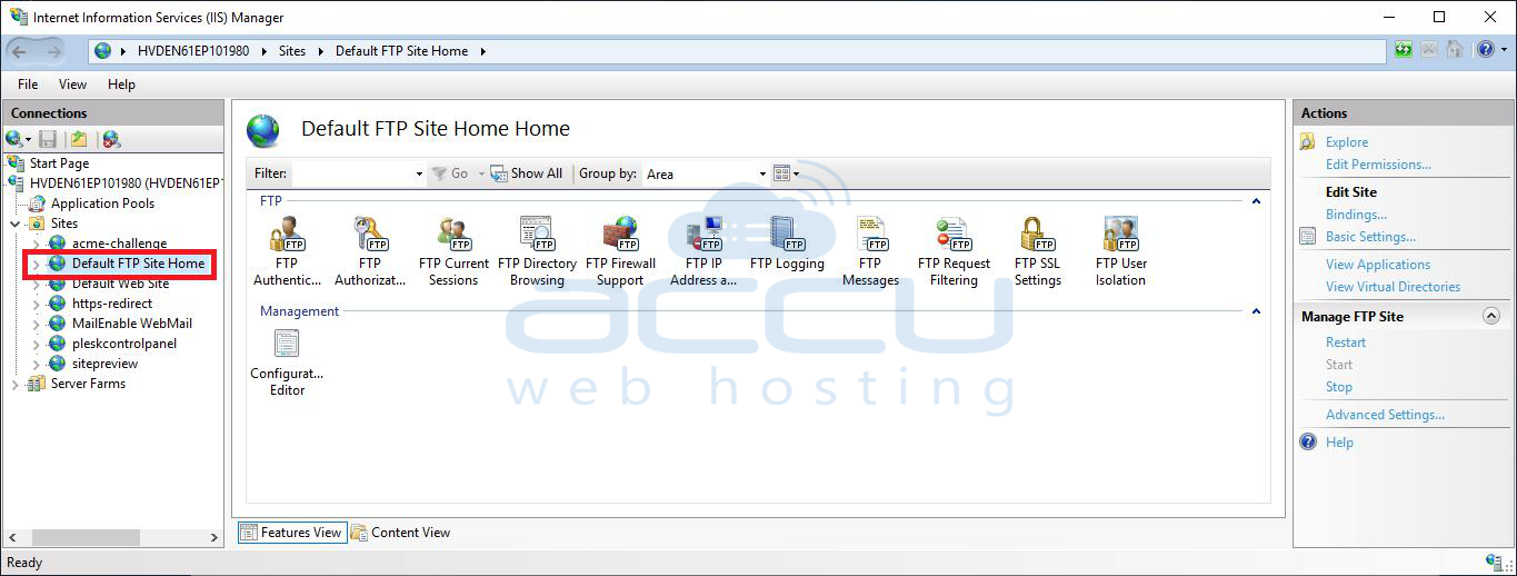 FTP Error: 530 User cannot log in, home directory inaccessible - AccuWebHosting