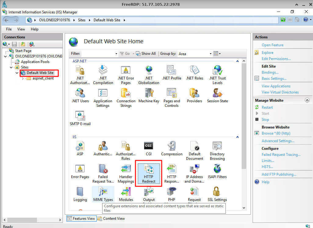 How to set website redirection from IIS? - AccuWebHosting