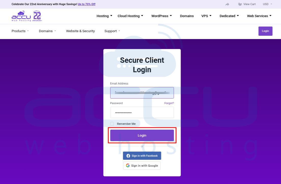 How do I login to client area? - AccuWebHosting