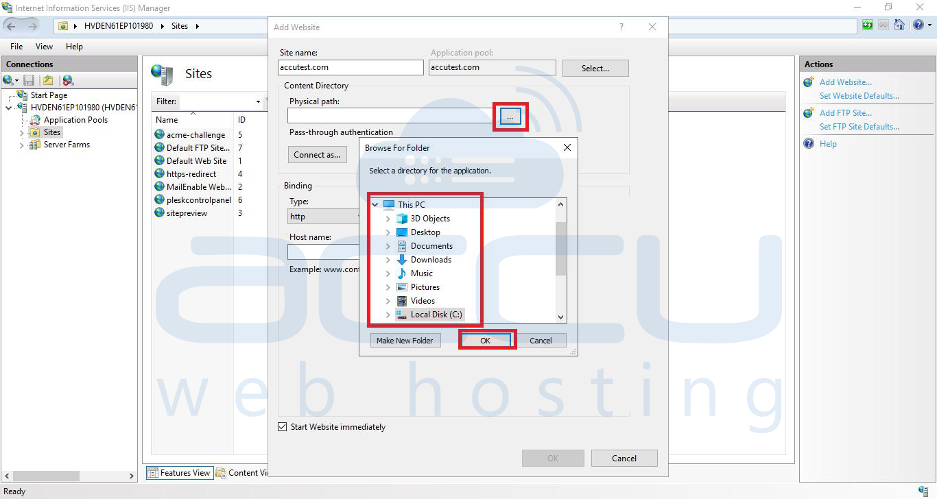 How to Add a Website in IIS? - AccuWebHosting