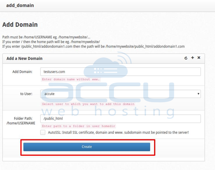 How To Add A Domain In Centos Web Panel Centos Web Panel Accuweb
