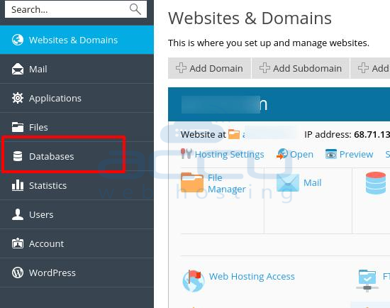 How To Add Mysql Database And Mysql Database User On Plesk Plesk Tutorials Accuweb Help Center